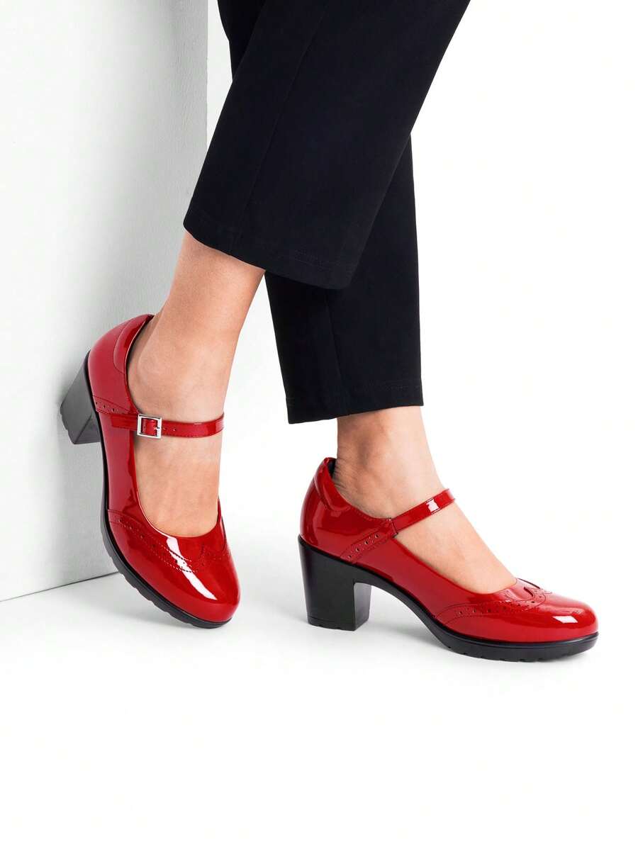 Women Oxfords Shoes Mary Jane Heels Round-Toe Classic Elegant Vintage ...