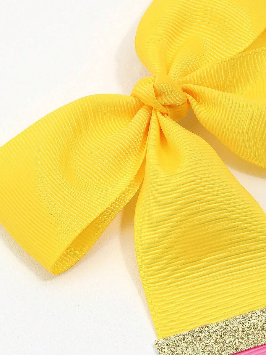 1pc Back To School Bow Hair Clip For Girls,Pencil Shape Hair Bows With ...
