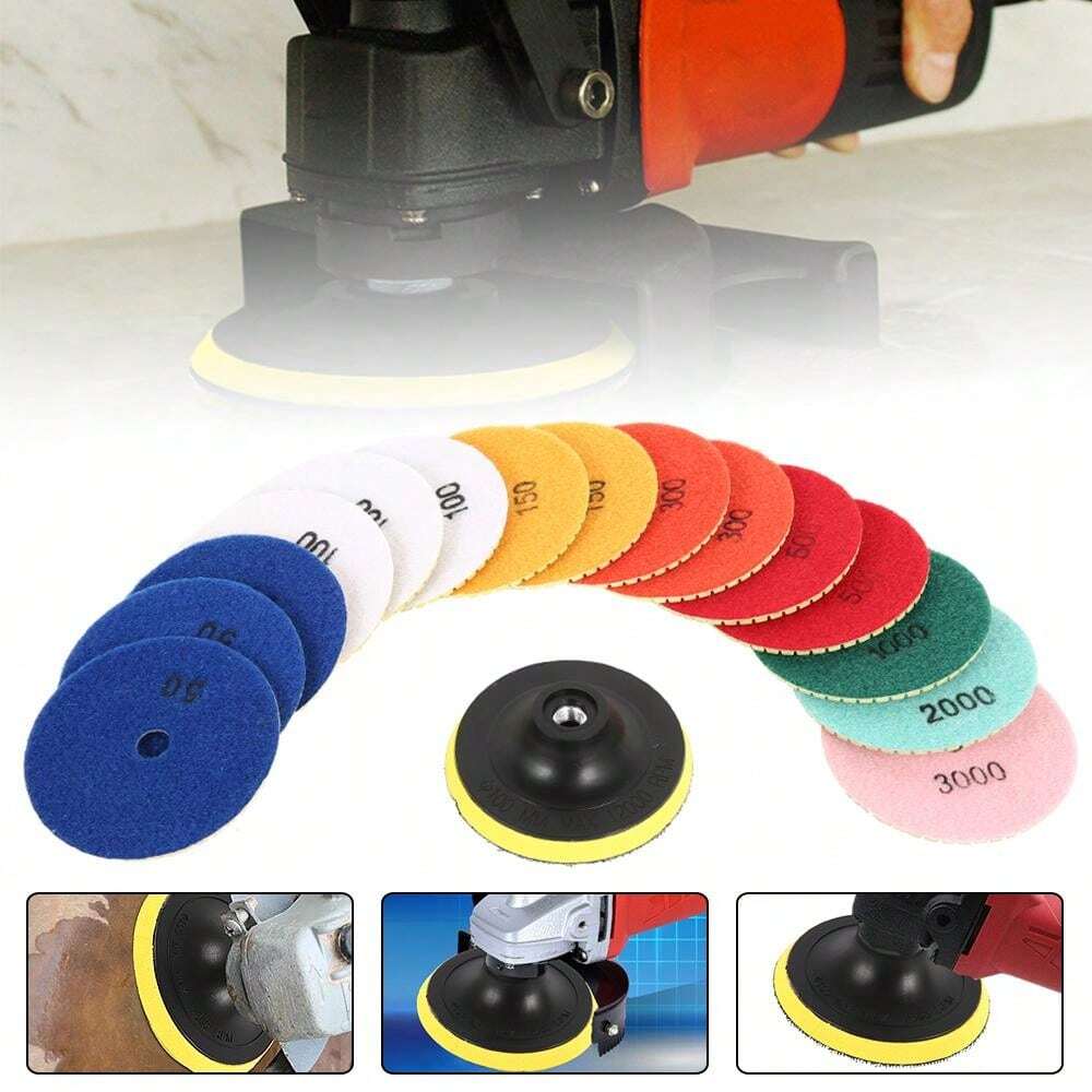 16pcs Diamond Polishing Pads Kit 4 Inch Round Sanding Discs Wet Dry ...