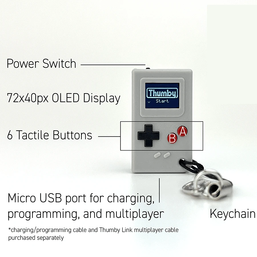Thumby Playable Keychain Micro Mini Game Console Handheld Arduino ...