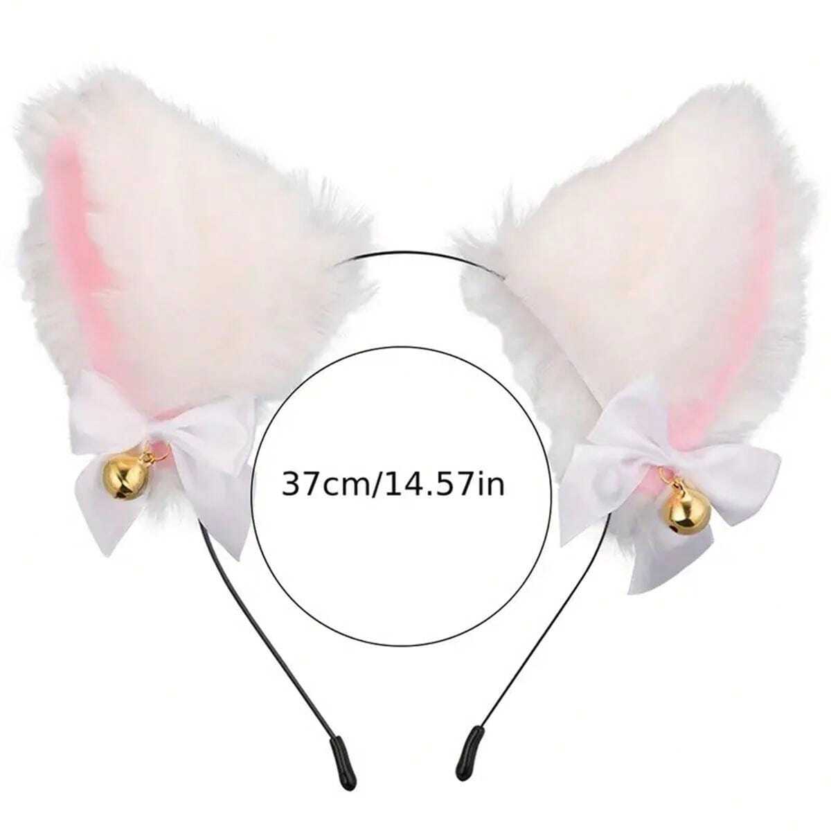 Women's Plush Hairband Cat Ear With Bell & Bow Lolita Headband, Fox Ear ...