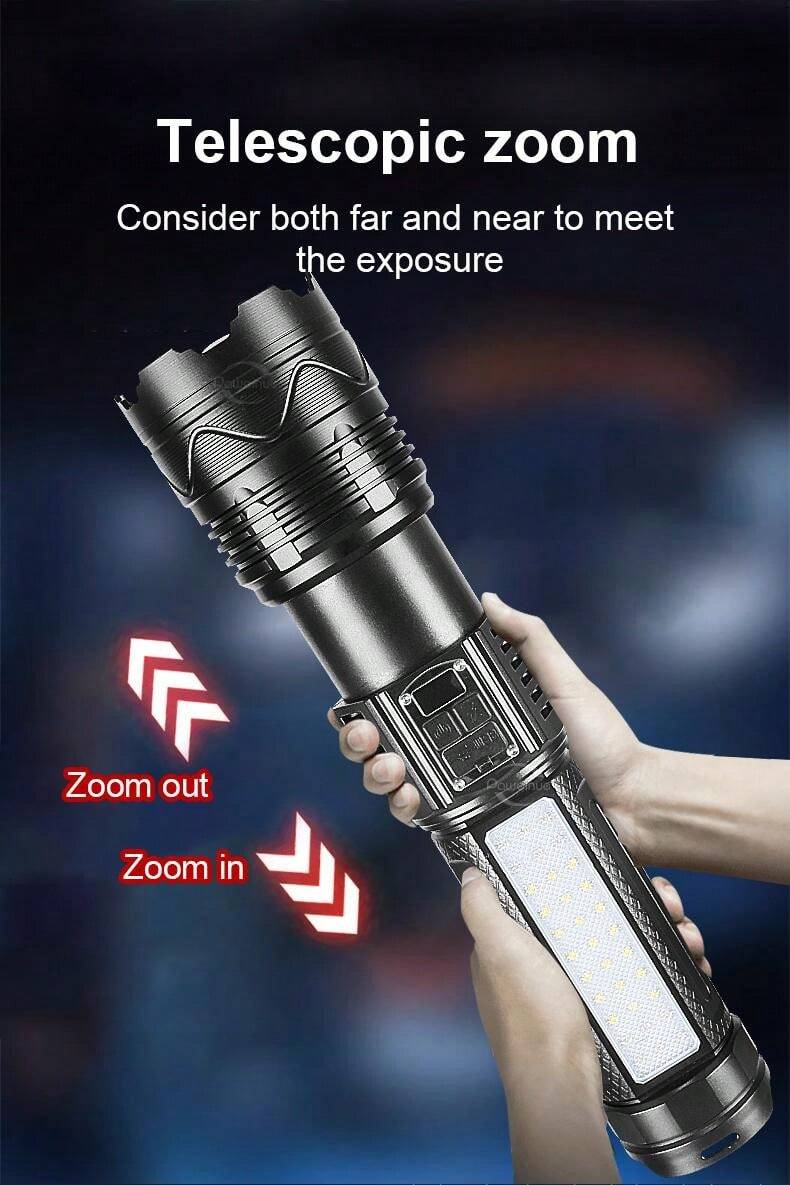 Ultra-Bright 500,000 Lux Led Flashlight - Rechargeable, Waterproof ...