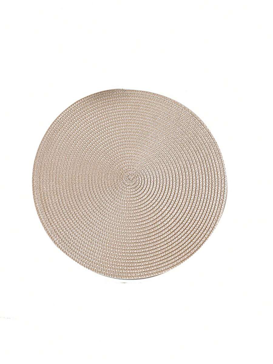 1pc Round Hollow Weaving Placemat Heat Insulation Pad, Solid Color ...
