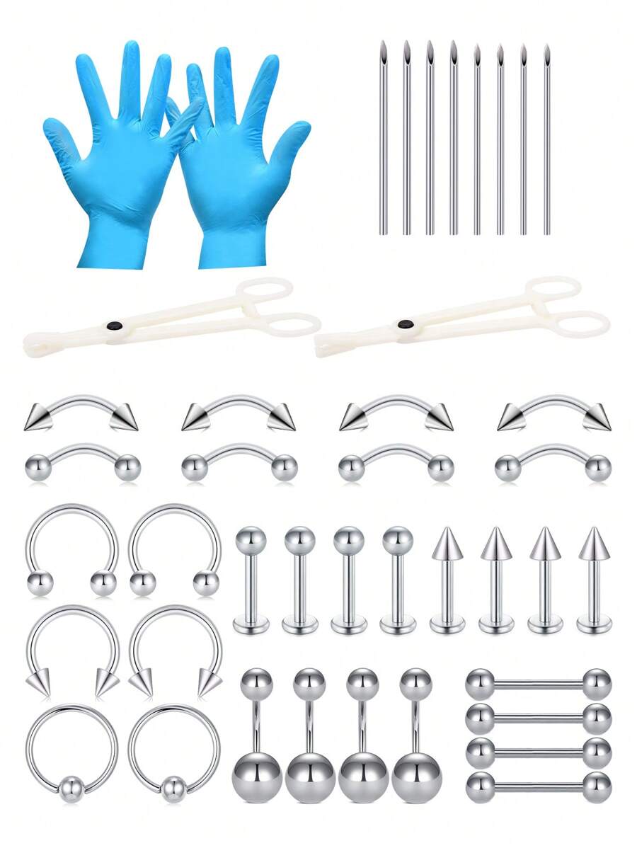 CIZME 24/42/84pcs Stainless Steel Piercing Kit 14G/16G Belly Button ...