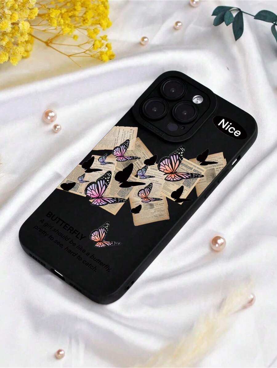 Micro Airbag Butterfly Newspaper Phone Case Compatible With IPhone With ...