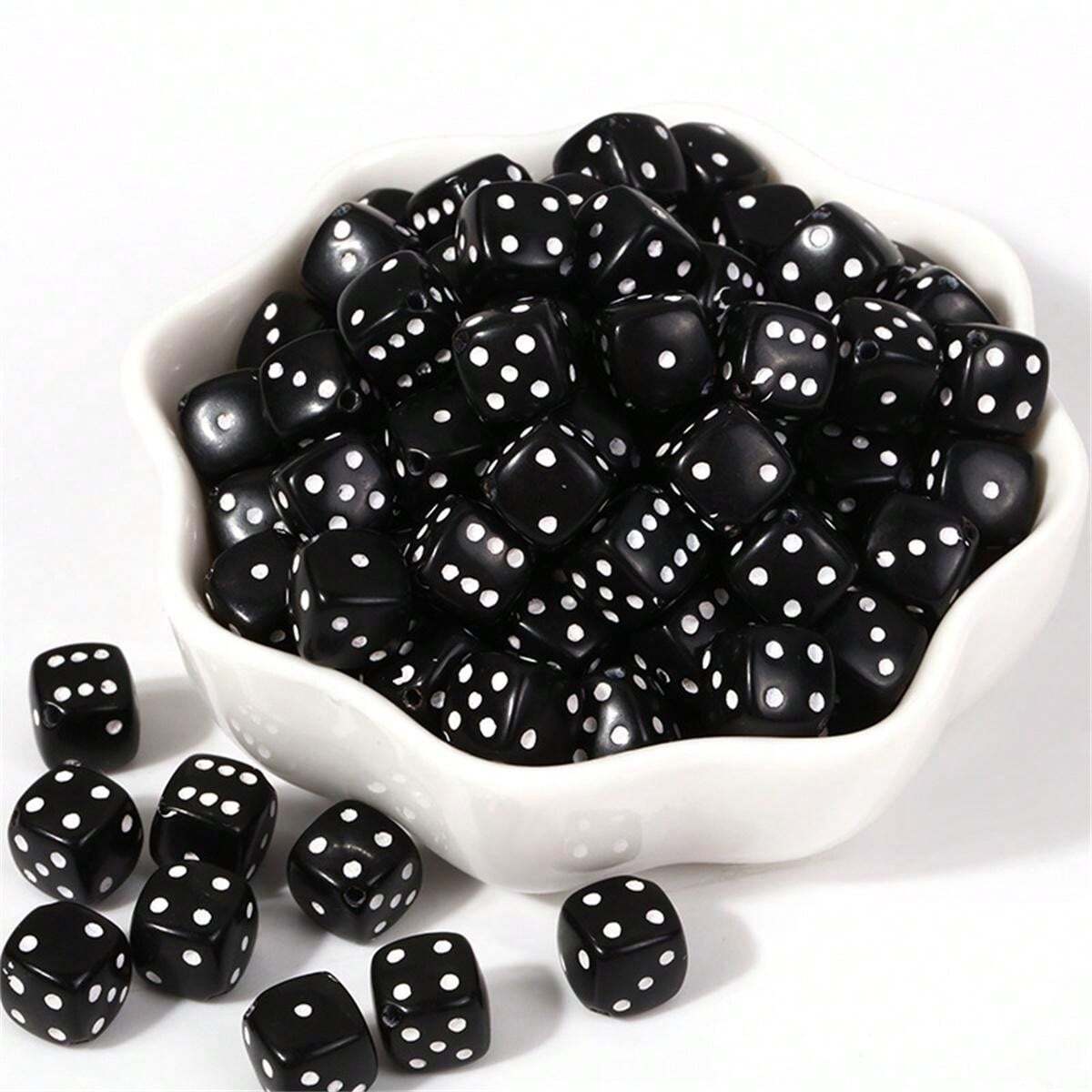 100 Pack Of 8mm Colored Dice Perforated Beaded Transparent Acrylic ...