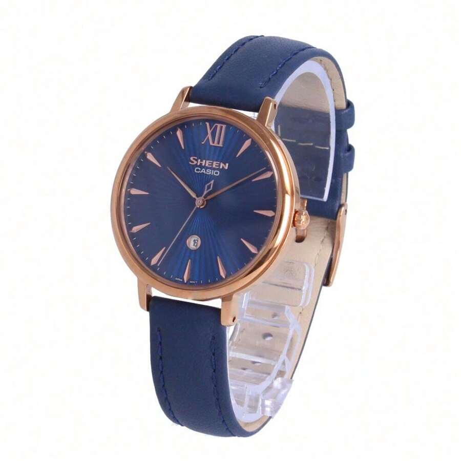 Casio SHEEN WoMens Womens Unisex Watch Quartz Sapphire Leather Navy ...