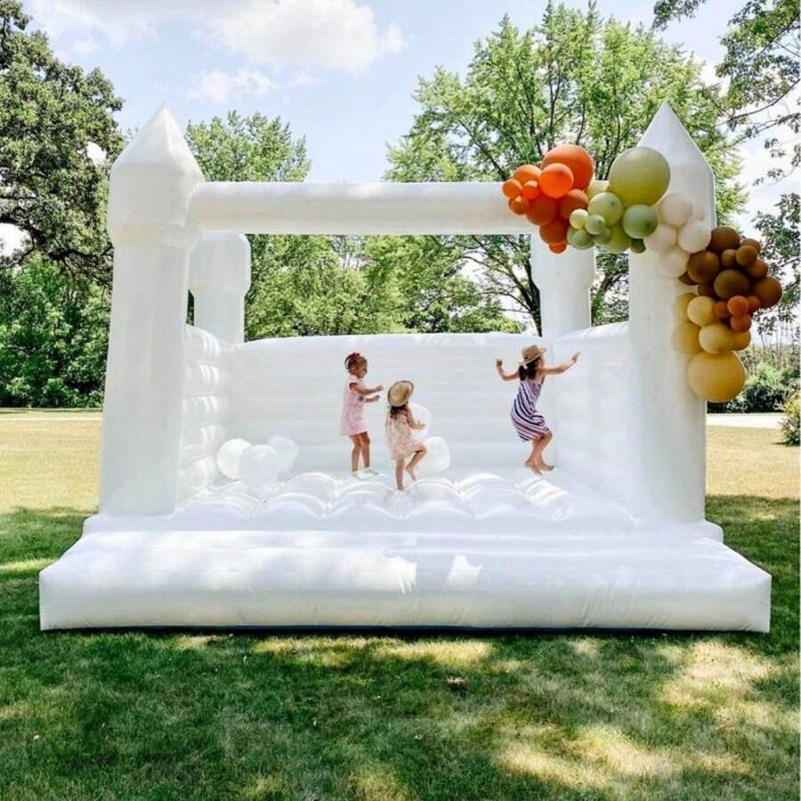 Commercial 100% PVC 15' X 15' White Wedding Bounce House With Air ...