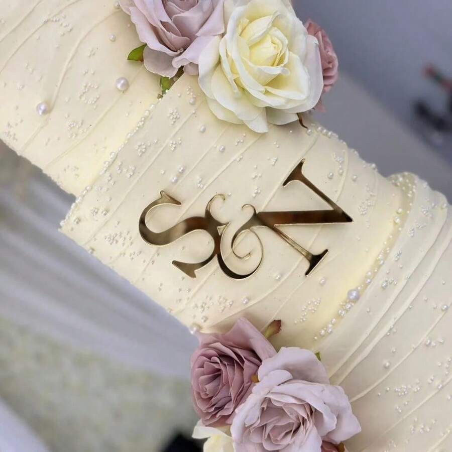 Wedding Initial Fancy Cake Charm With Customized Text | Engagement ...