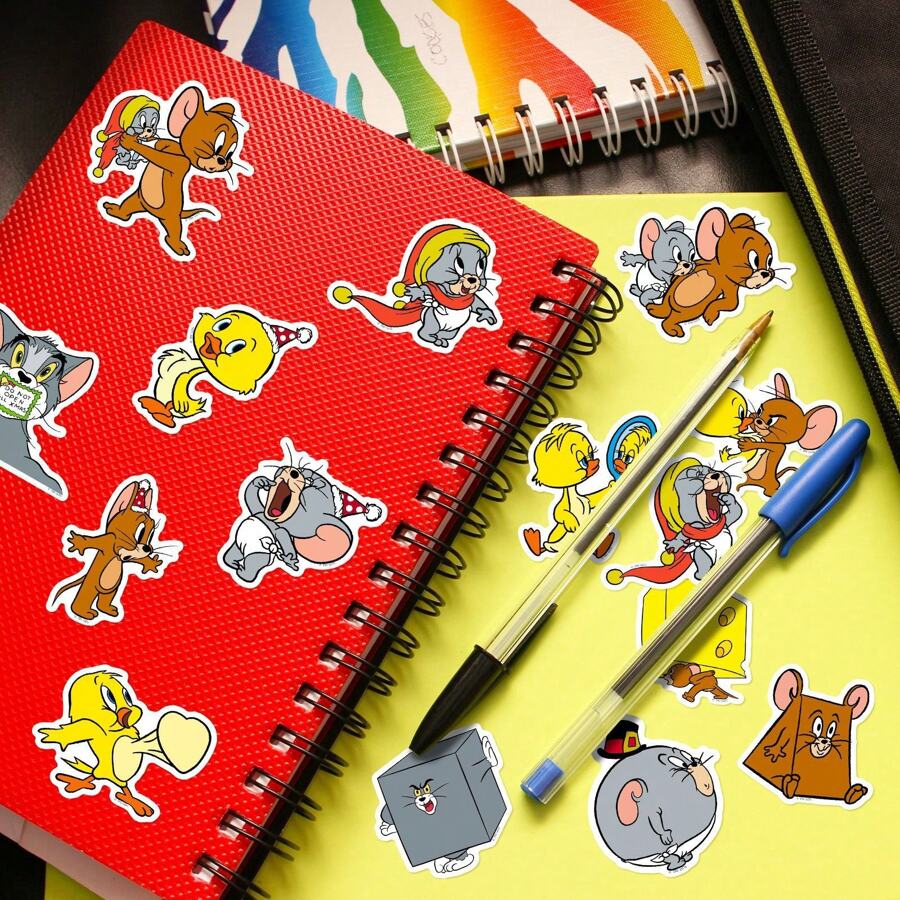 Tom and Jerry 50PCS Anime Stickers, Cute Cartoon Cat Mouse Waterproof ...