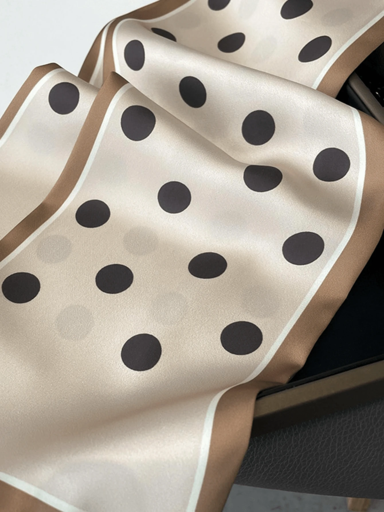 1pc Simple And Elegant Polka Dot Satin Scarf With Double-Layered Satin ...