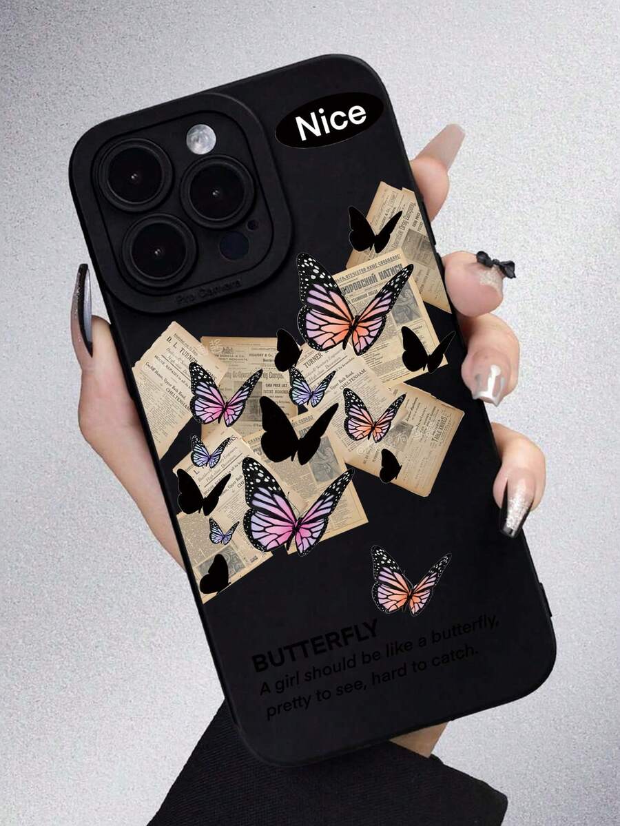 Micro Airbag Butterfly Newspaper Phone Case Compatible With IPhone With ...