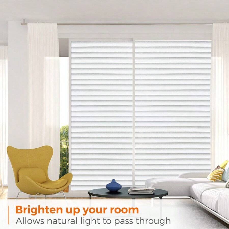 1 Roll 45cm X 500cm Opaque Horizontal Striped Window Film, White | SHEIN UK