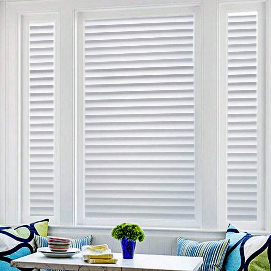 1 Roll 45cm X 500cm Opaque Horizontal Striped Window Film, White | SHEIN UK