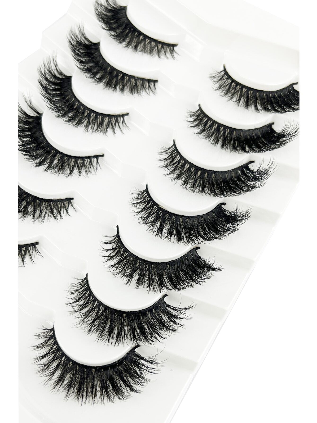 7 Pairs False Eyelashes Cat Eyelashes Volumized End Eye Elongated Fake ...