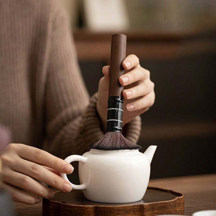 6pcs Black Sandalwood Gongfu Tea Set With Stand, Traditional Chinese ...