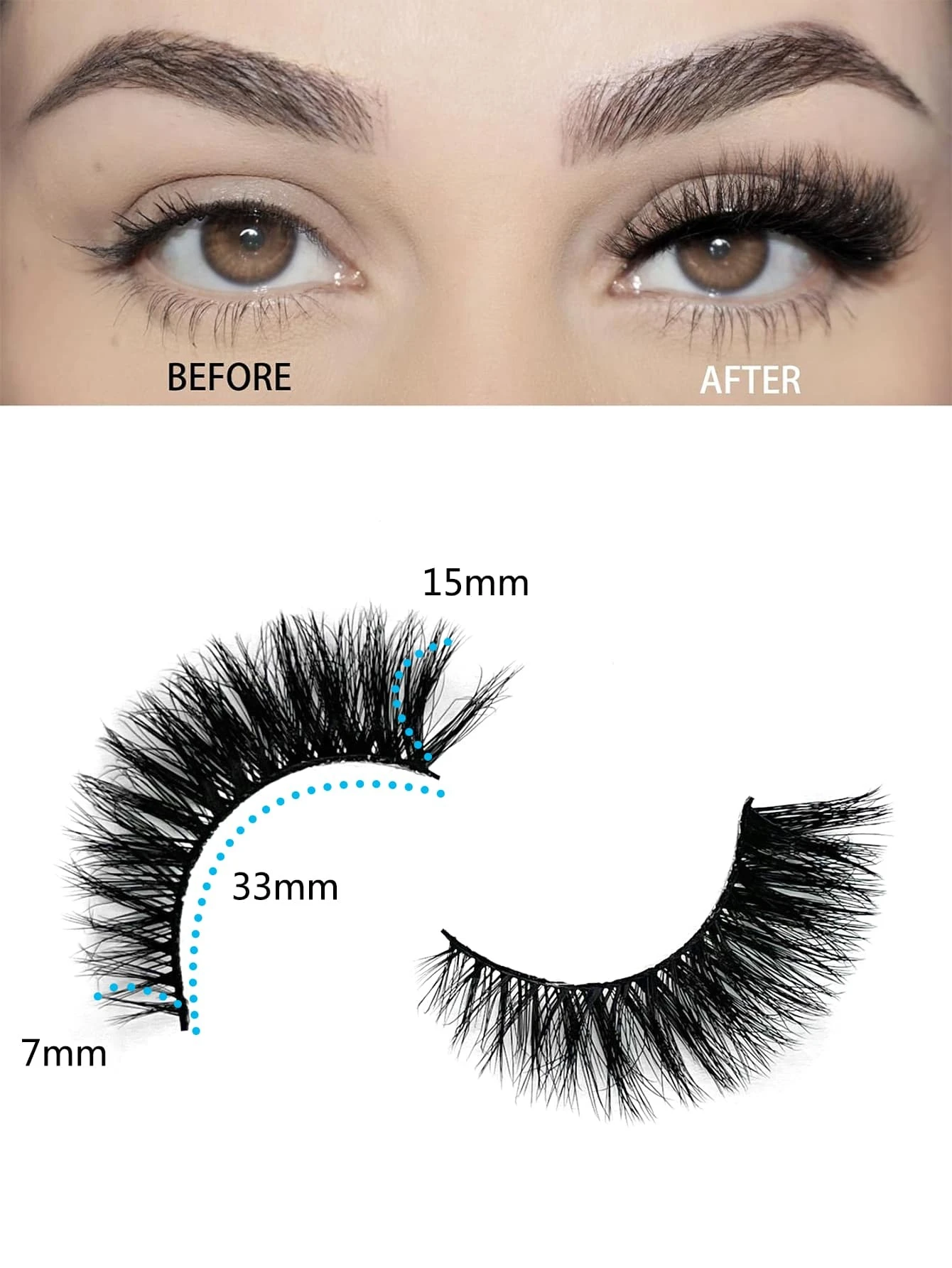 7 Pairs False Eyelashes Cat Eyelashes Volumized End Eye Elongated Fake ...