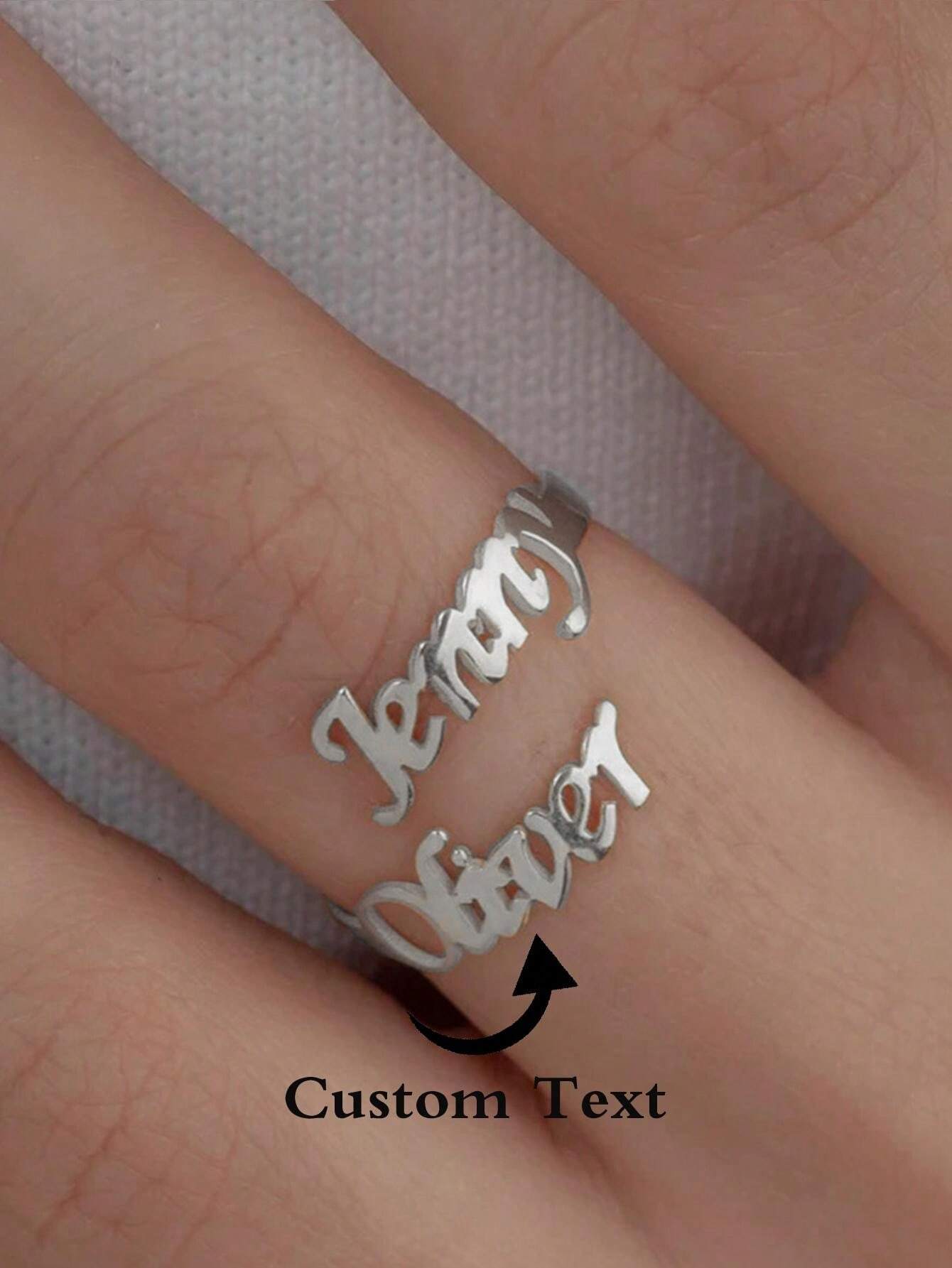 Custom Two Names Rings For Women Men Stainless Steel Customized Double ...