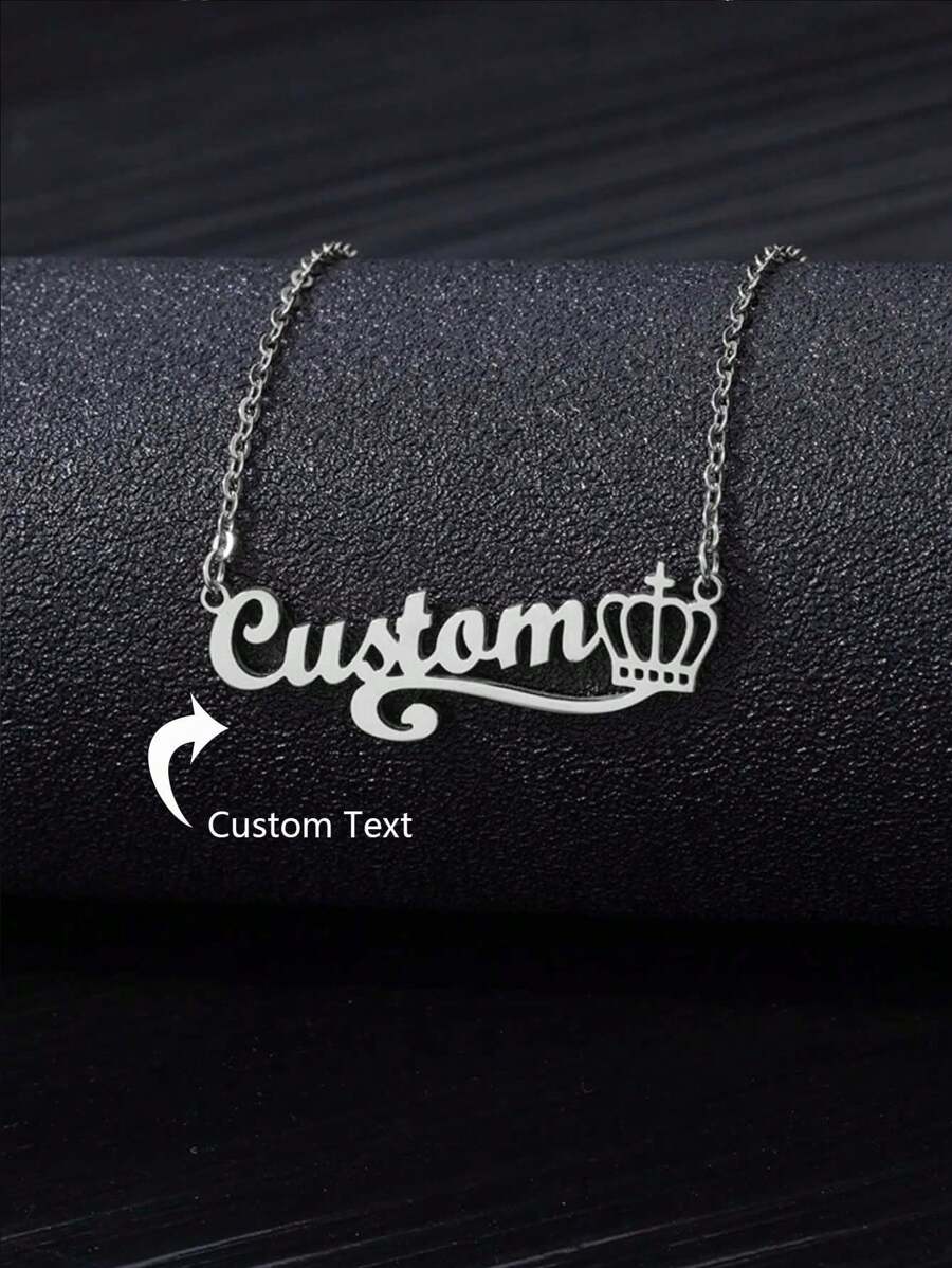 1PC 8 Different Style Fonts Custom Crown Name Necklace For Women Gold ...