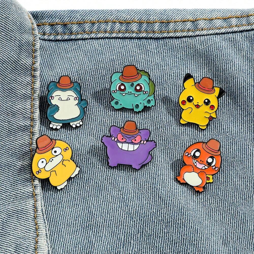 Pokemon 1 Pc Cartoon Pikachu Hat Enamel Brooch Cute Bulbasaur ...