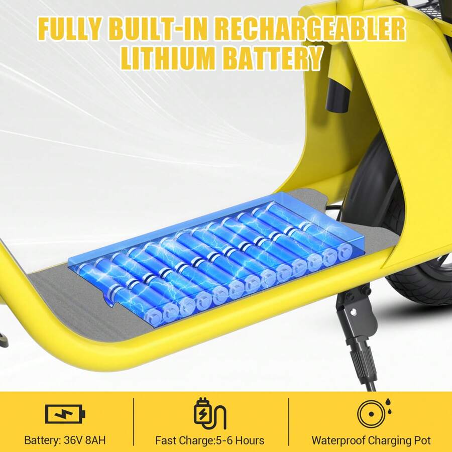 450W 36V Electric Scooter With Seat Basket 12" Tires 15.5MPH Rechargable Folding Electric Bike ...