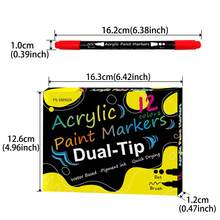 12 Colors Acrylic Paint Markers, Dual Tip Acrylic Pens For Rock ...
