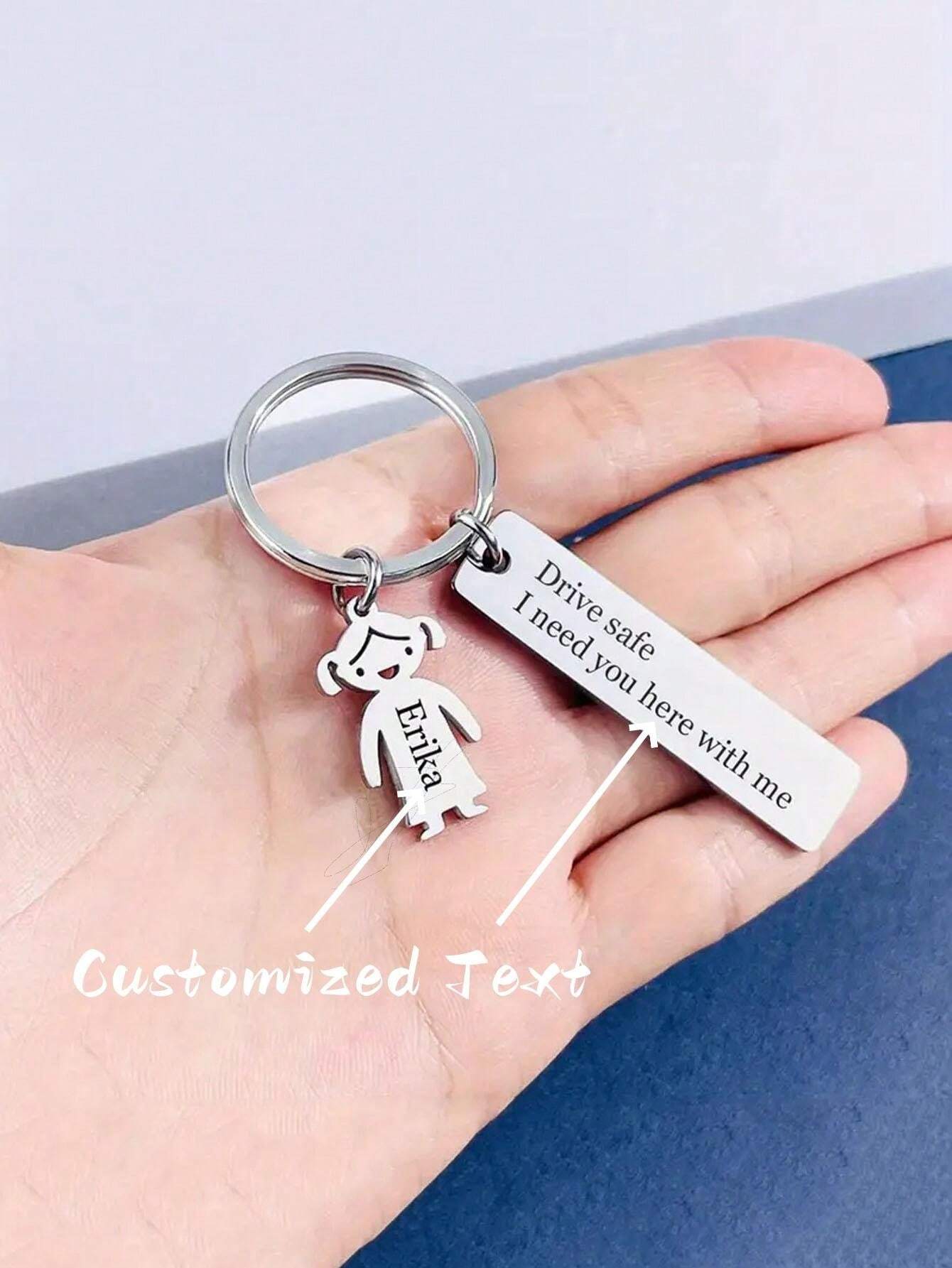 1PC gegraveerde sentimentele sleutelhanger - gepersonaliseerd met namen ...