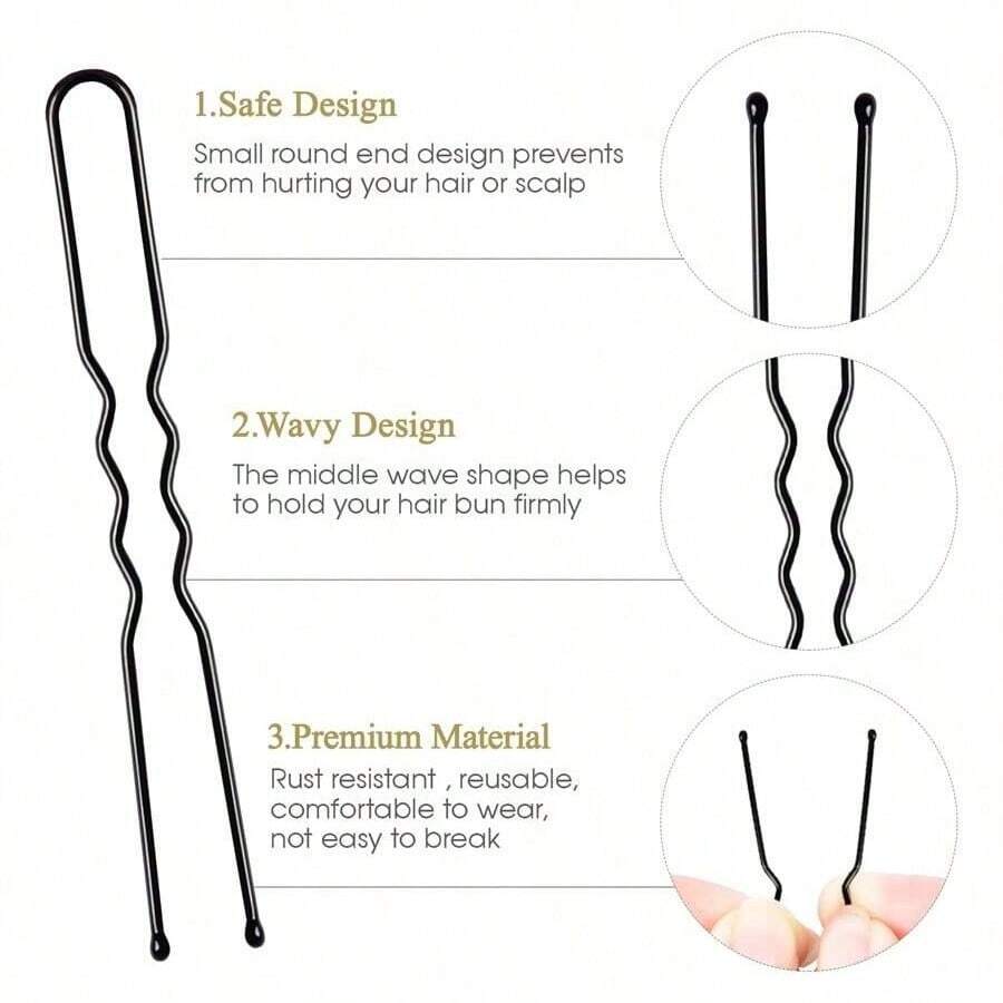 25PCS Metal U-Shaped Hair Clips, Curved Bun Clips, Suitable For Daily ...