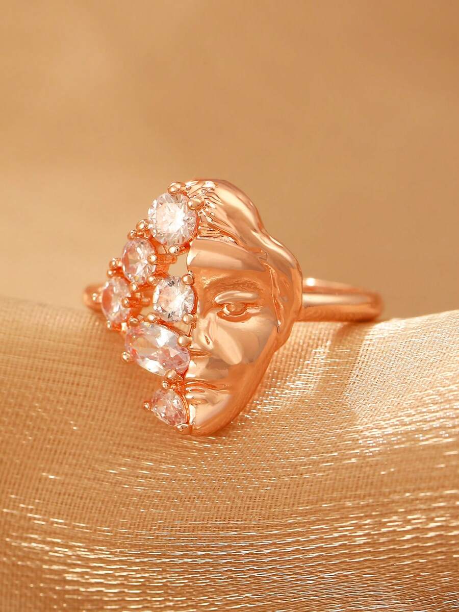 1pc Venus Half Face Ring, Exaggerated Creative Personality Opening Ring, Suitable For Stylish ...