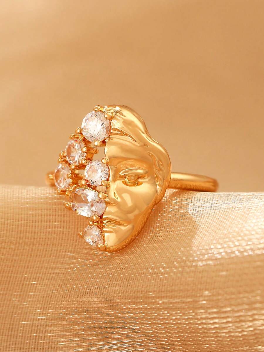 1pc Venus Half Face Ring, Exaggerated Creative Personality Opening Ring ...