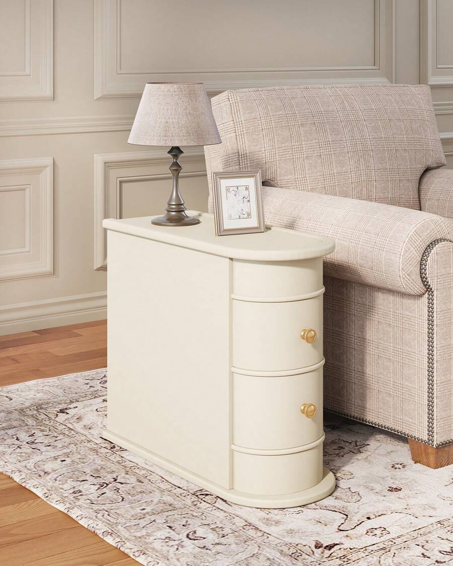 LITTLE TREE LITTLE TREE End Table With 2 Drawers, Sofa Side Table With ...