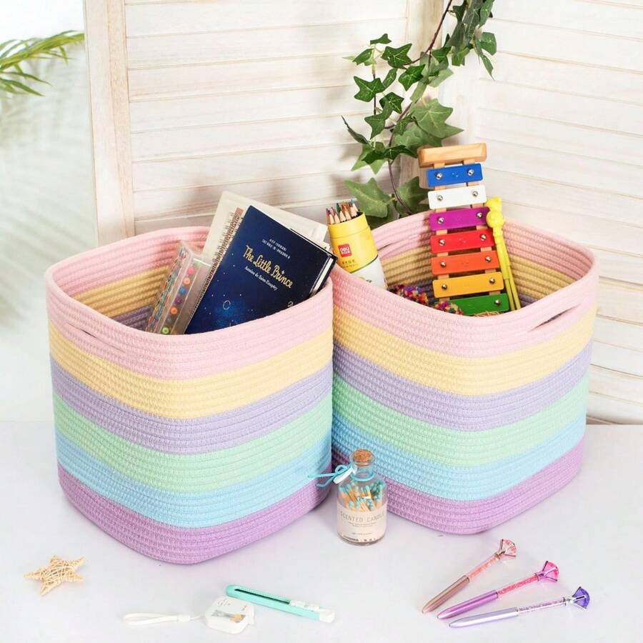 3-Pack 11x11 Inch Cube Storage Bin, Woven Storage Cube Organizer ...