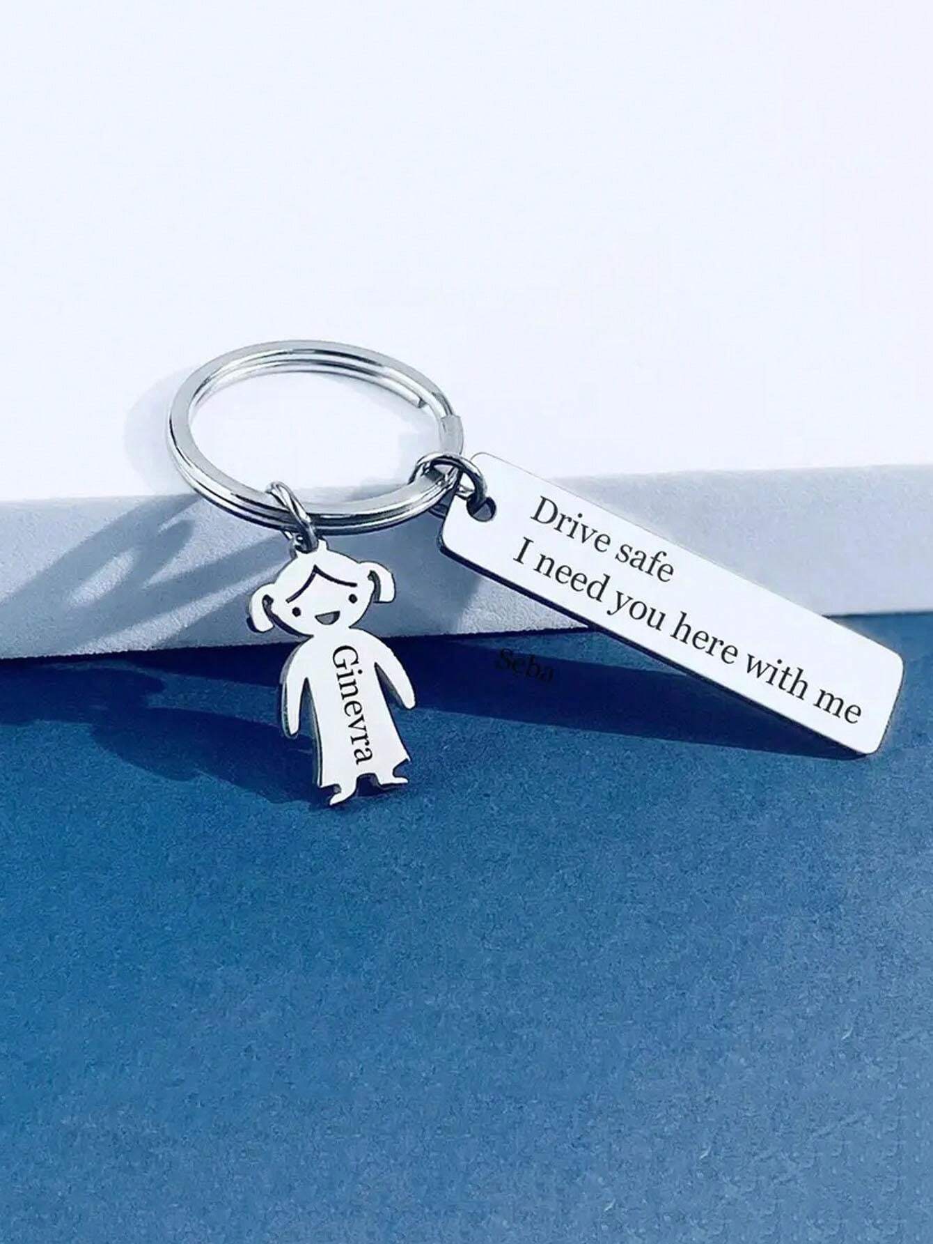 1PC gegraveerde sentimentele sleutelhanger - gepersonaliseerd met namen ...