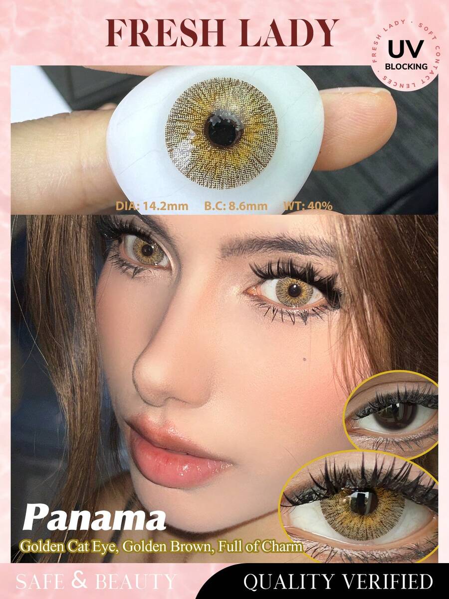 1 Pair Glamorous Brown Eye Contacts Color Soft Contact Lens Panama 14 ...