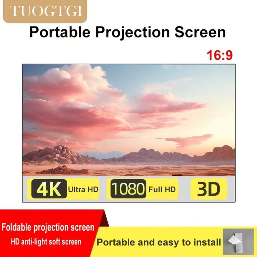 120 Inches Daylight Metallic Anti-Glare Projection Screen With Black ...