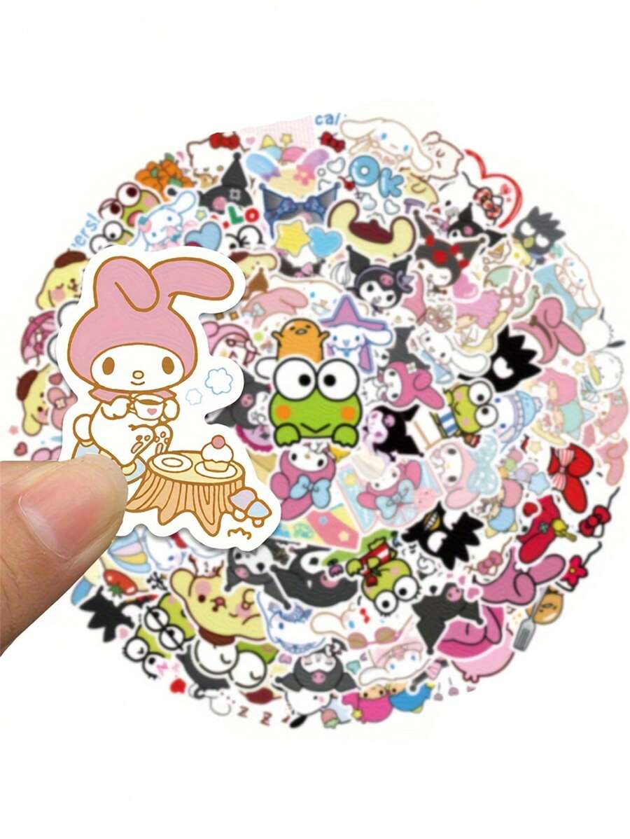 100Pcs/Set Sanrio Hello Kitty Kuromi Cinnamoroll My Melody Cartoon ...