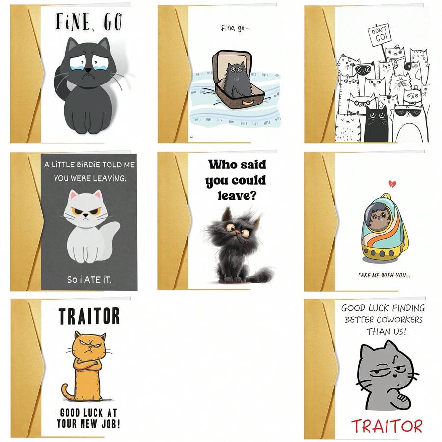 One Set Of Funny Resignation Card For Friends Or Colleagues, 'Thinking ...