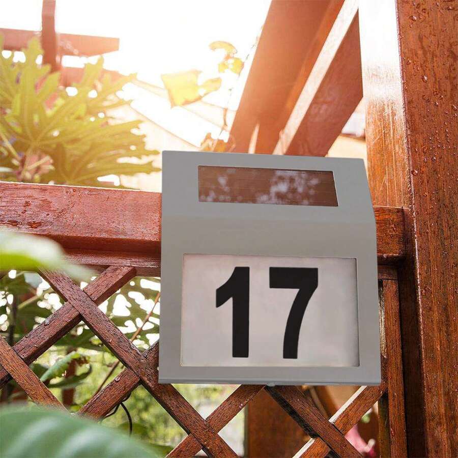 LILIIN LED Illuminated House Number, Silver/Anthracite/Black, Solar ...