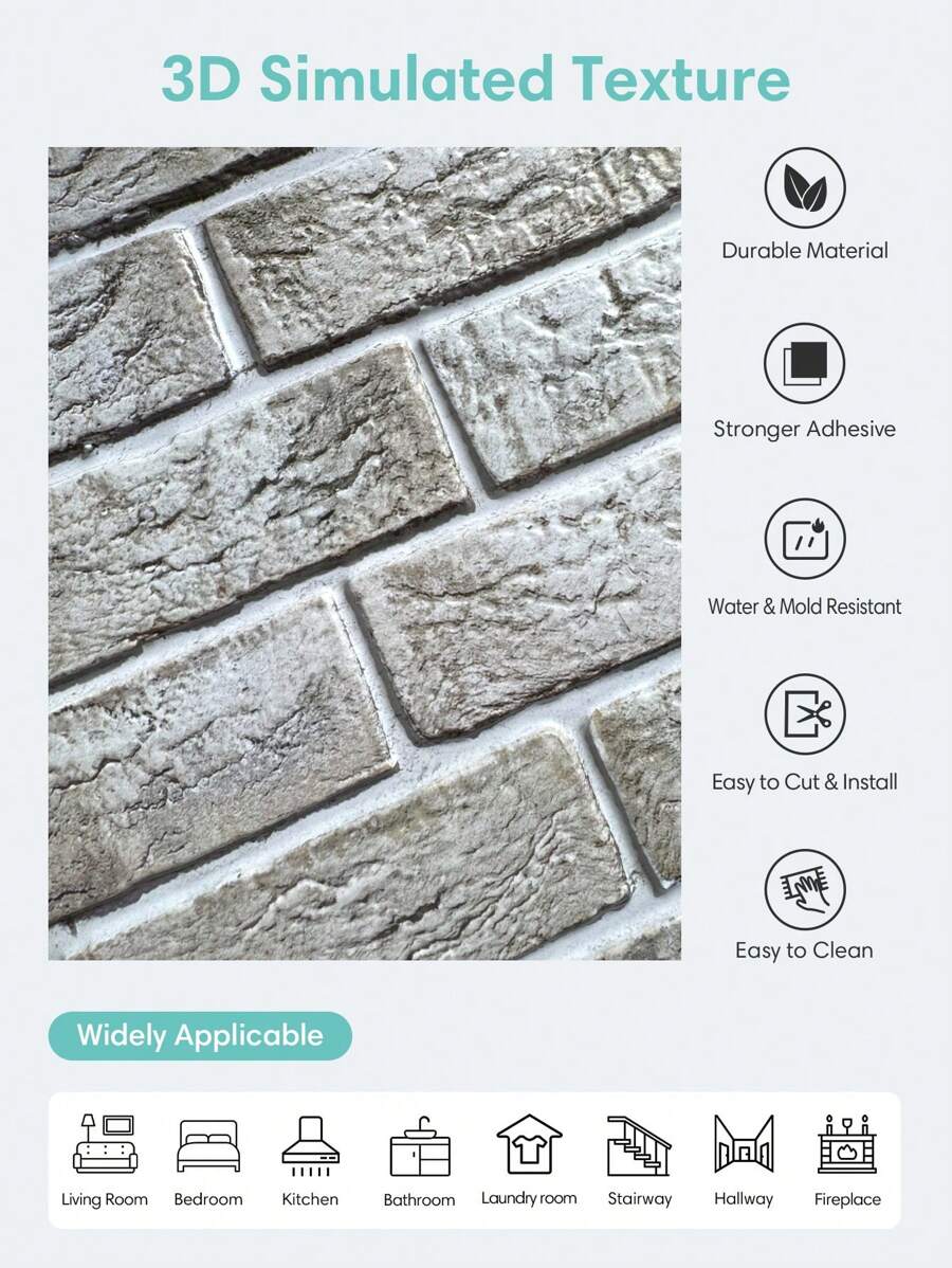 3D Faux Brick Tile Stickers, Faux Panels Peel And Stick, Self-Adhesive ...