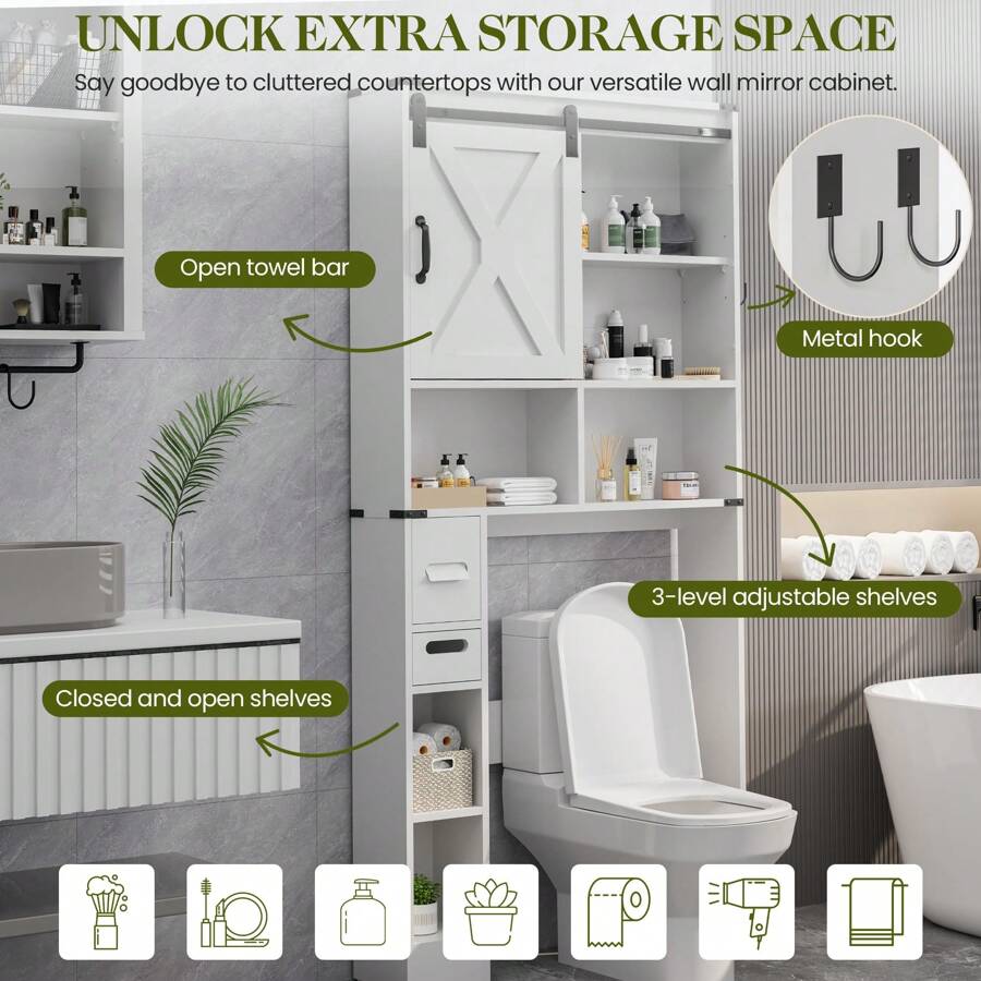 Over The Toilet Storage Cabinet, Farmhouse Storage Cabinet Over Toilet ...