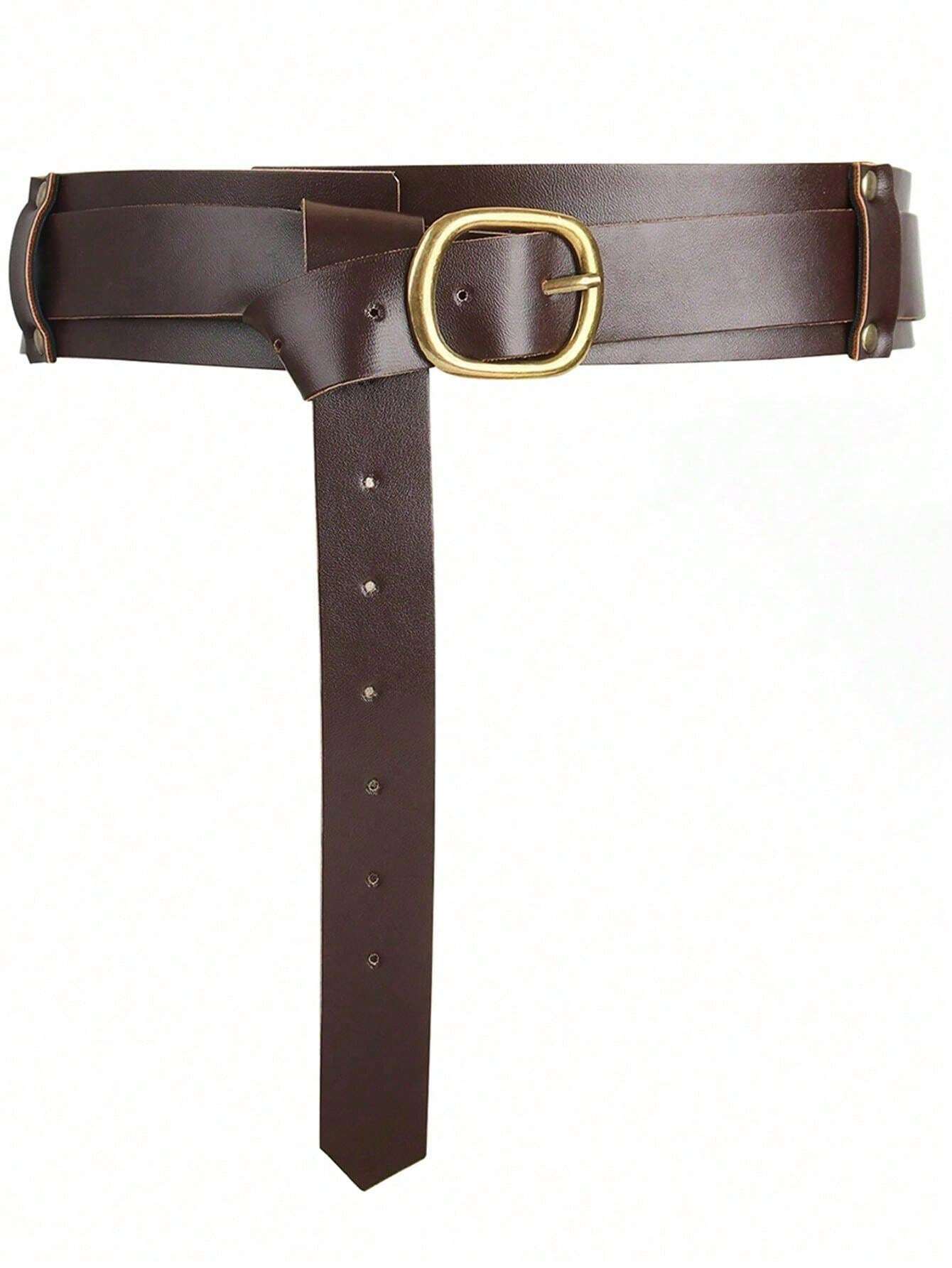 3PCS Brown Medieval Fighting Knight Set PU Metal Belt Wrist Guard ...