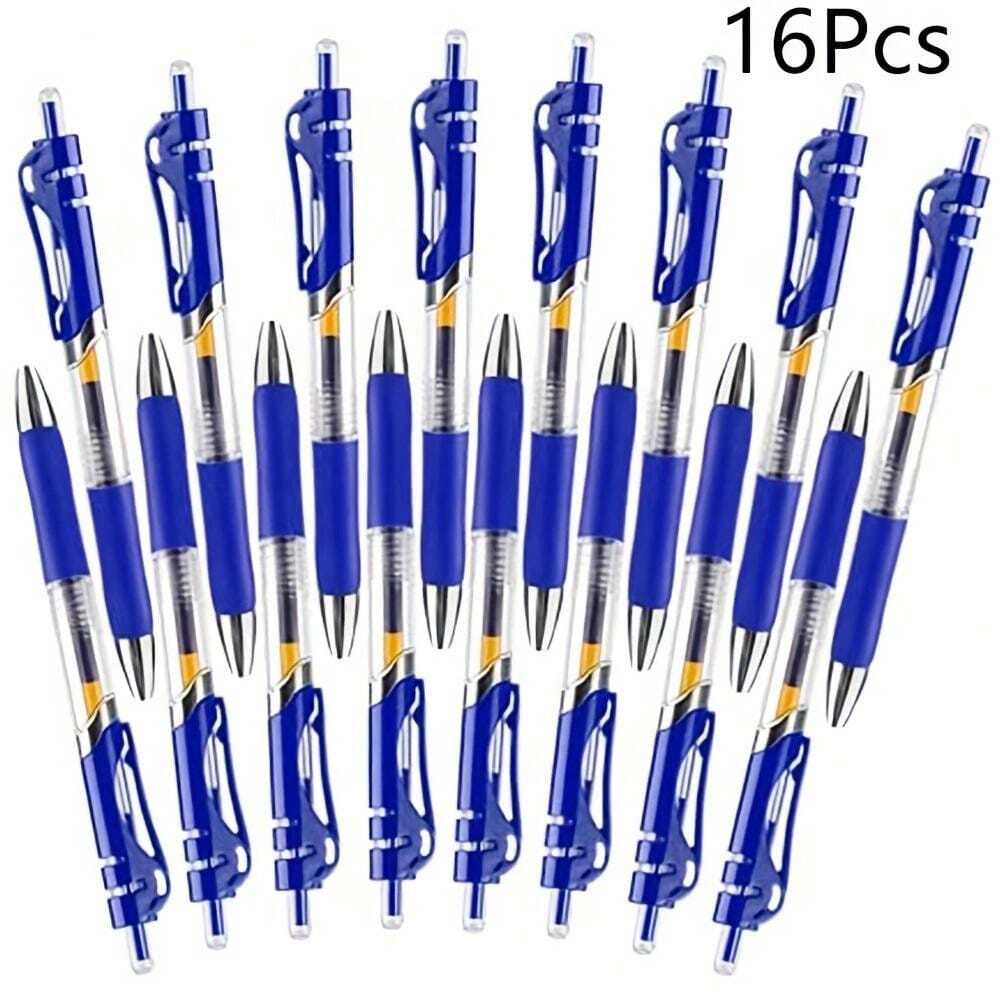 16 Retractable Ballpoint Pens With Pocket Clip, Neutral Pen, Black Blue ...