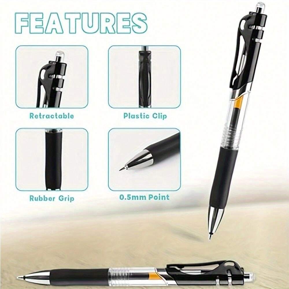 16 Stylos à bille rétractables avec clip de poche, Stylo neutre, Stylo à bille encre noire ...