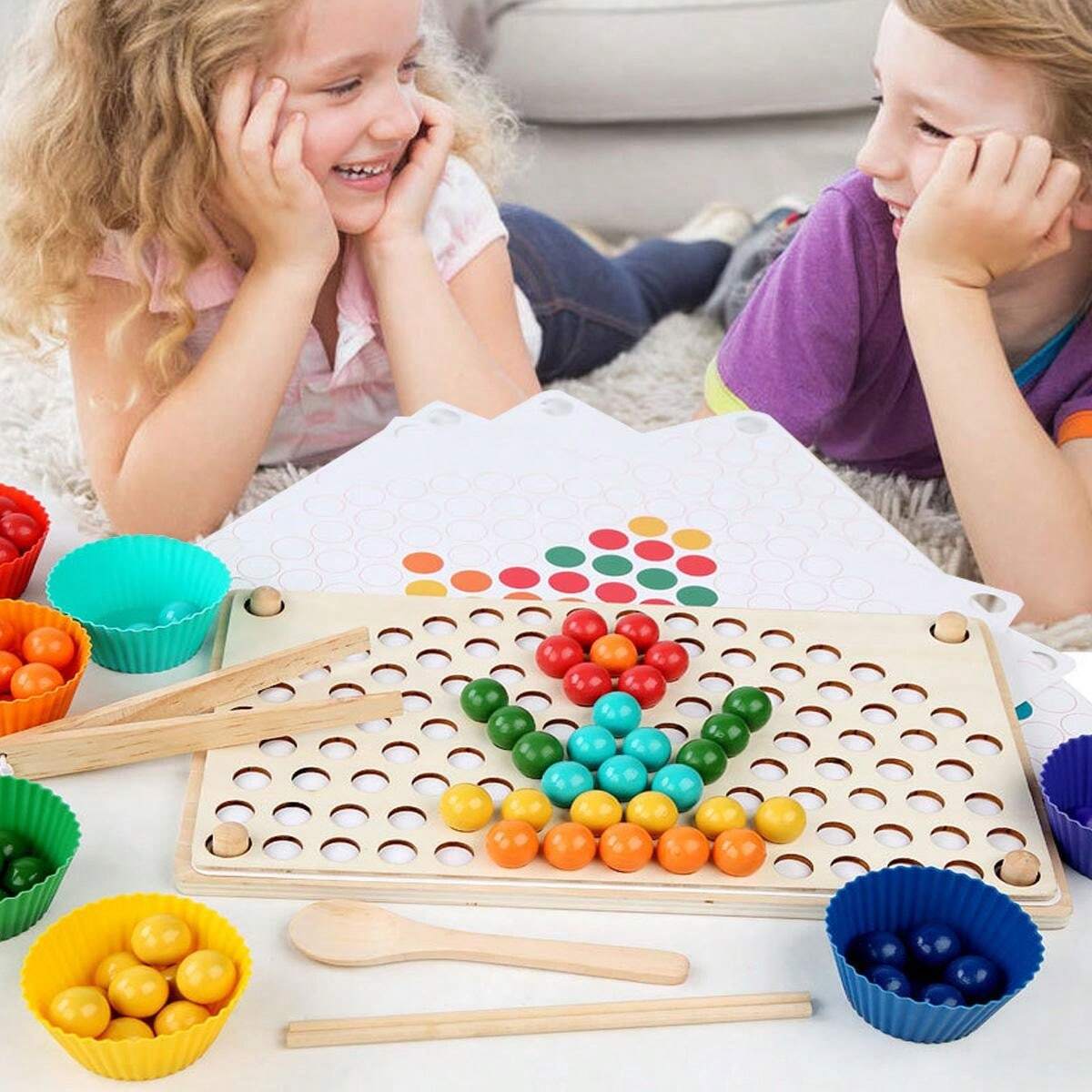 Wooden Montessori Toys, Number Crunching Clip Bead Matching Game, STEM ...