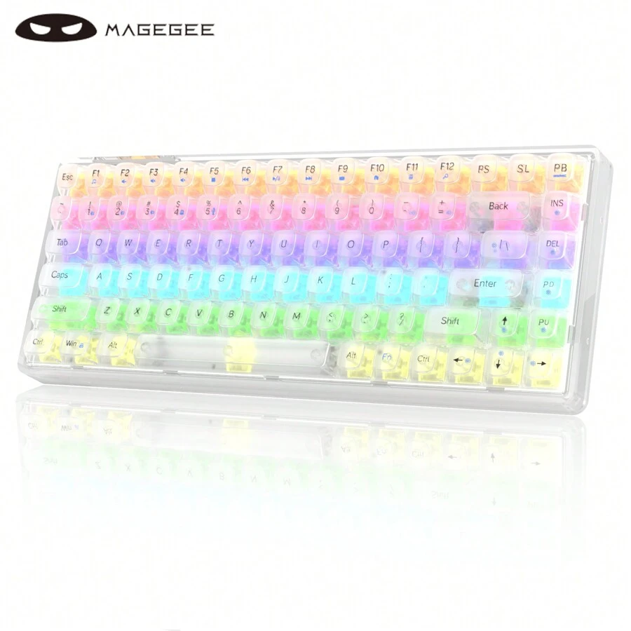 MageGee Wireless Mechanical Gaming Keyboard, Transparent RGB Crystal ...