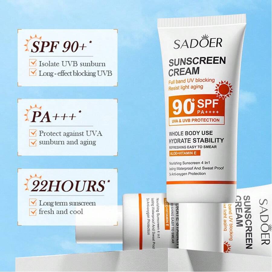 Moisturizing Brightening Sunscreen, 50ml X 1 Bottle, 3-In-1 Facial Refreshing Sunblock SPF90 ...