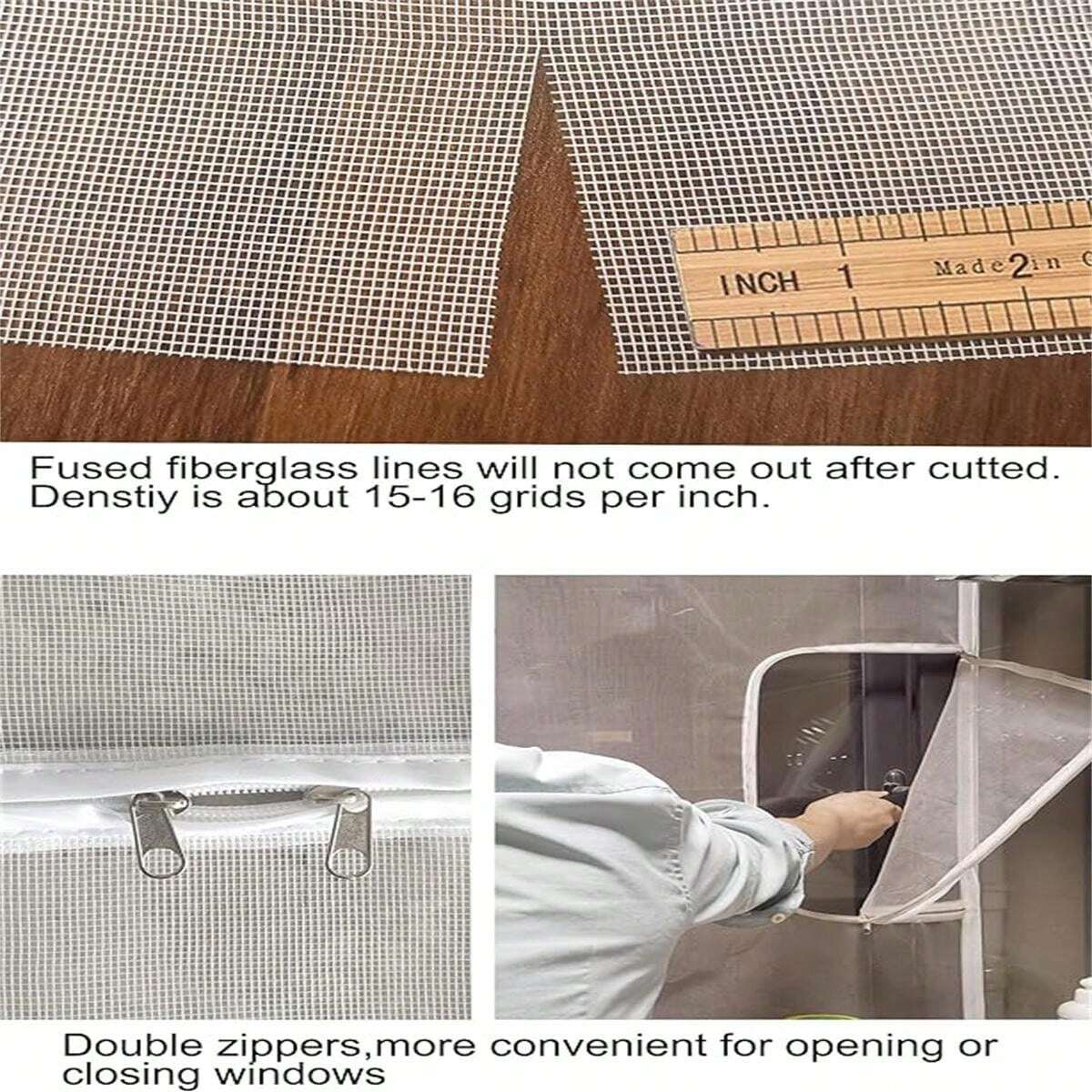 Adjustable Window Screen Replacement Kit With Zipper Opening For DIY ...