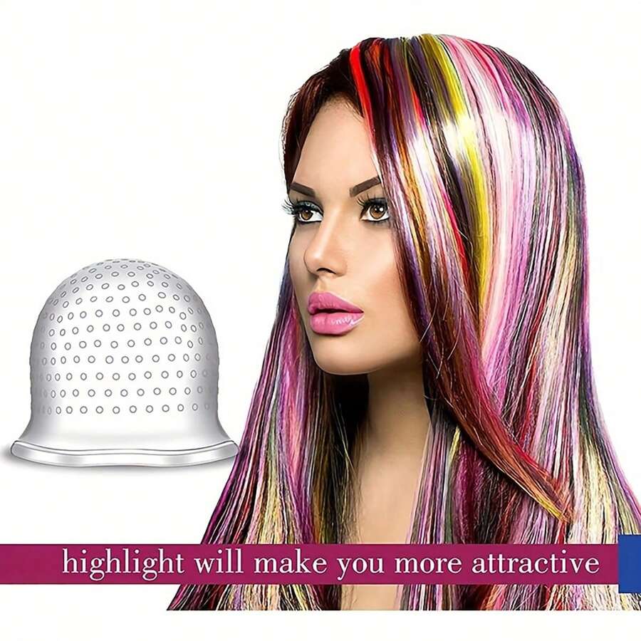 2-Piece Set Silicone Hair Dye Hat With Hook, DIY Hair Dyeing Cap ...