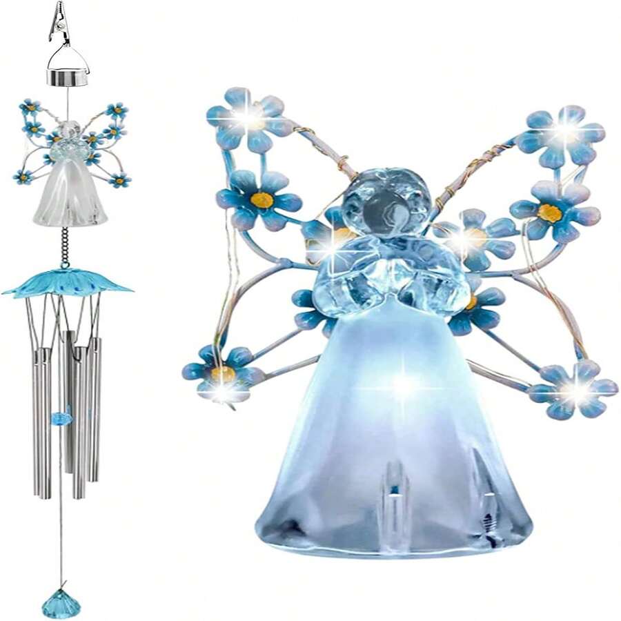 Solar Wind Chimes, Angel LED Wind Chimes Outdoor Garden Decoration ...