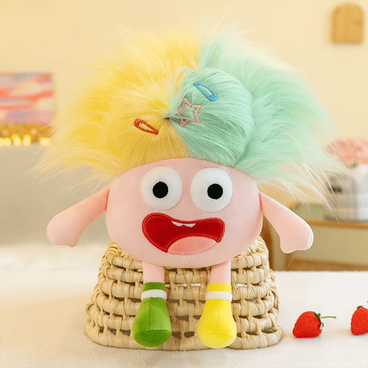 Cute And Funny Dopamine Pop-Eyed Crazy Doll Plush Toy, DIY Fluff Ugly ...